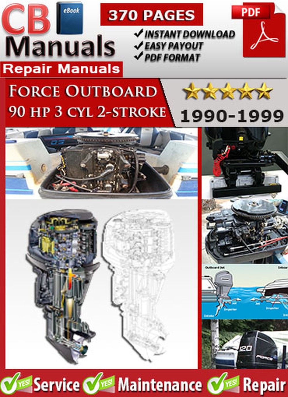 Force Outboard 90 HP 1990–1999 Factory Repair Manual